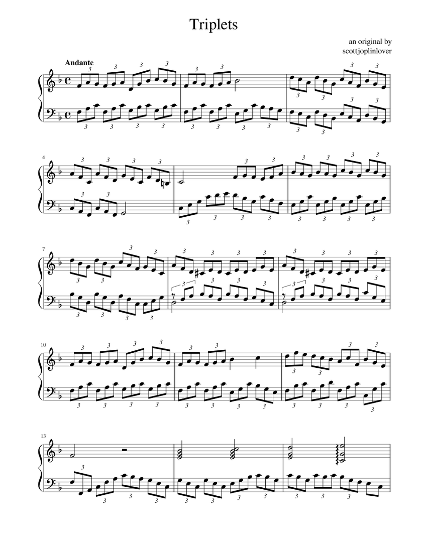 Triplets Sheet music for Piano (Solo) | Musescore.com