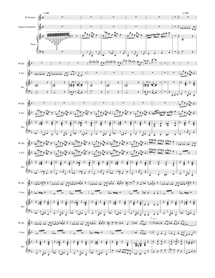 PAC-MAN trio Sheet Music for Piano, Trumpet in b-flat, Saxophone ...