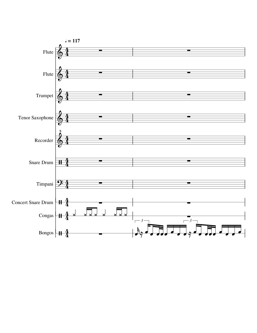 bongos vs congas battle 2 Sheet music for Flute, Saxophone tenor ...