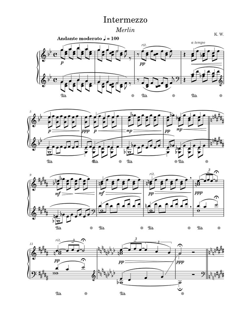 Intermezzo - Merlin Sheet music for Piano (Solo) | Musescore.com