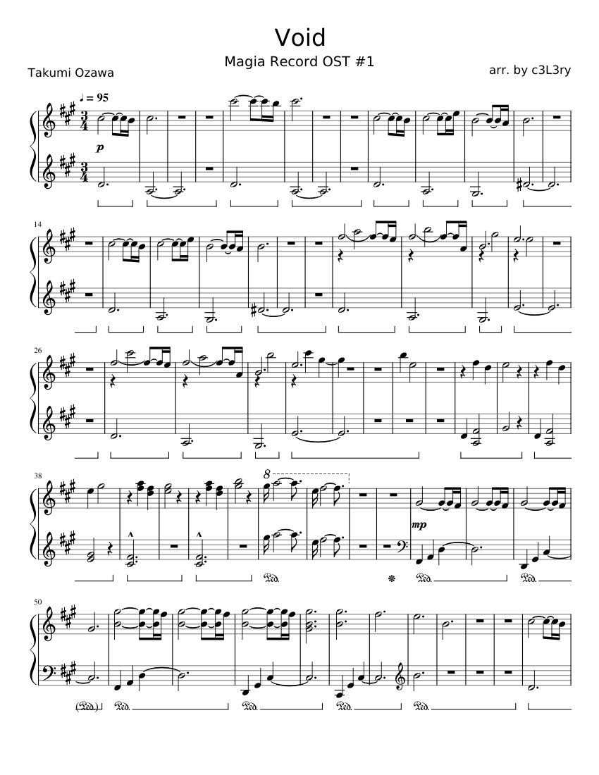 Void || Magia Record OST for Piano Sheet Music for Piano (Solo) Easy ...