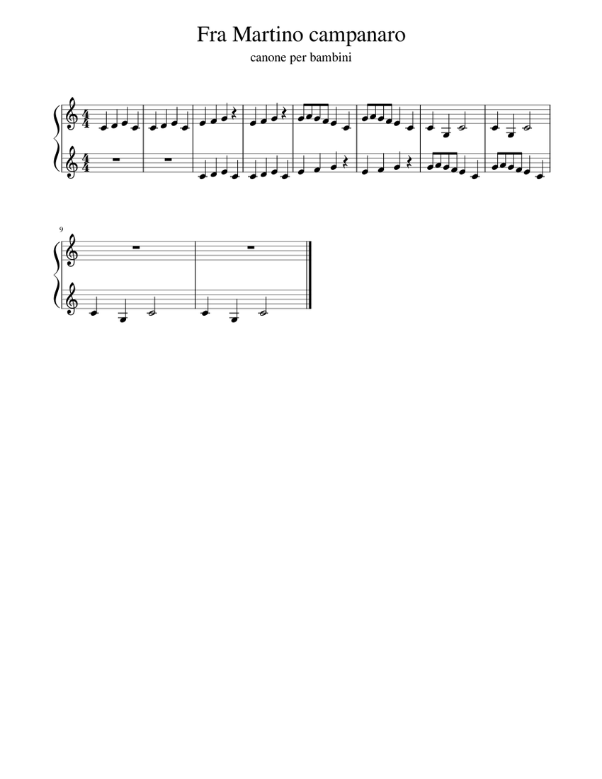 Fra Martino campanaro Sheet music for Piano (Solo) Easy | Musescore.com