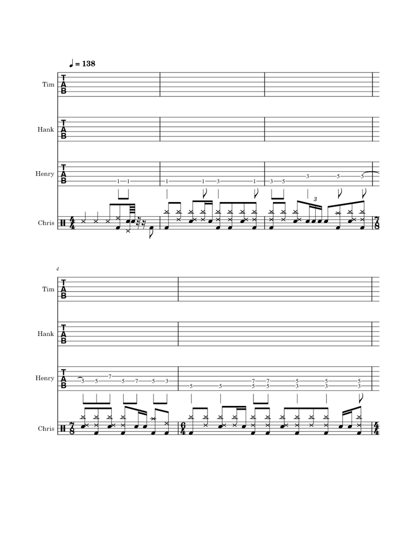 TTNG - [UNTITLED UNUSED B-SIDE] Tablature WIP Sheet music for Guitar, Bass guitar, Drum group ...
