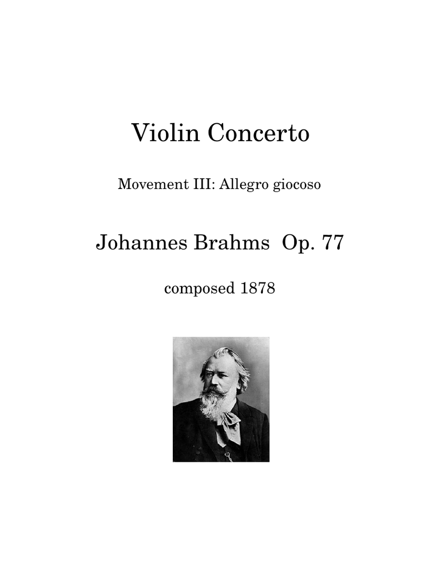 Concerto For Violin And Orchestra Op 77 Movement Iii Johannes