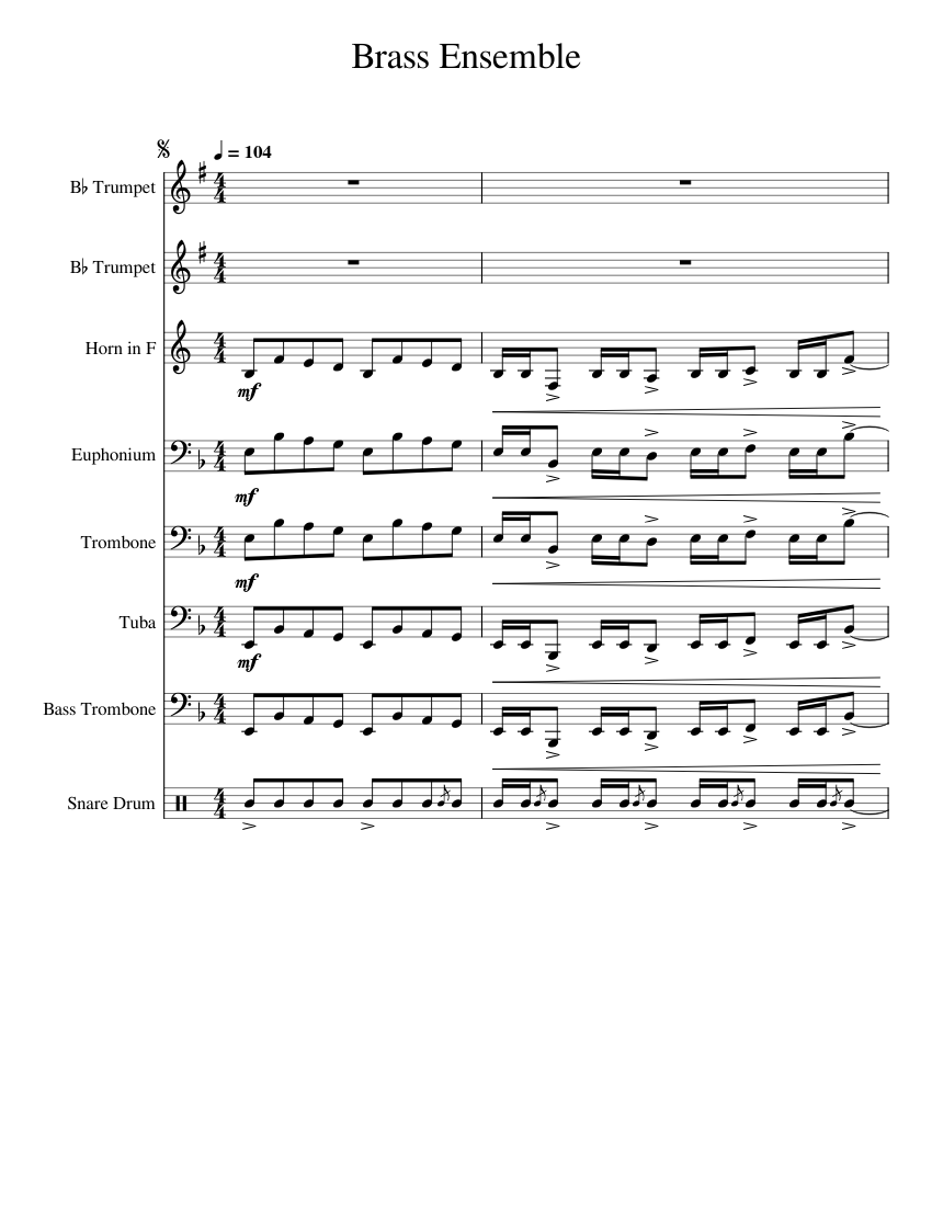 Brass Ensemble Sheet music for Trombone, Euphonium, Tuba, Trombone bass ...