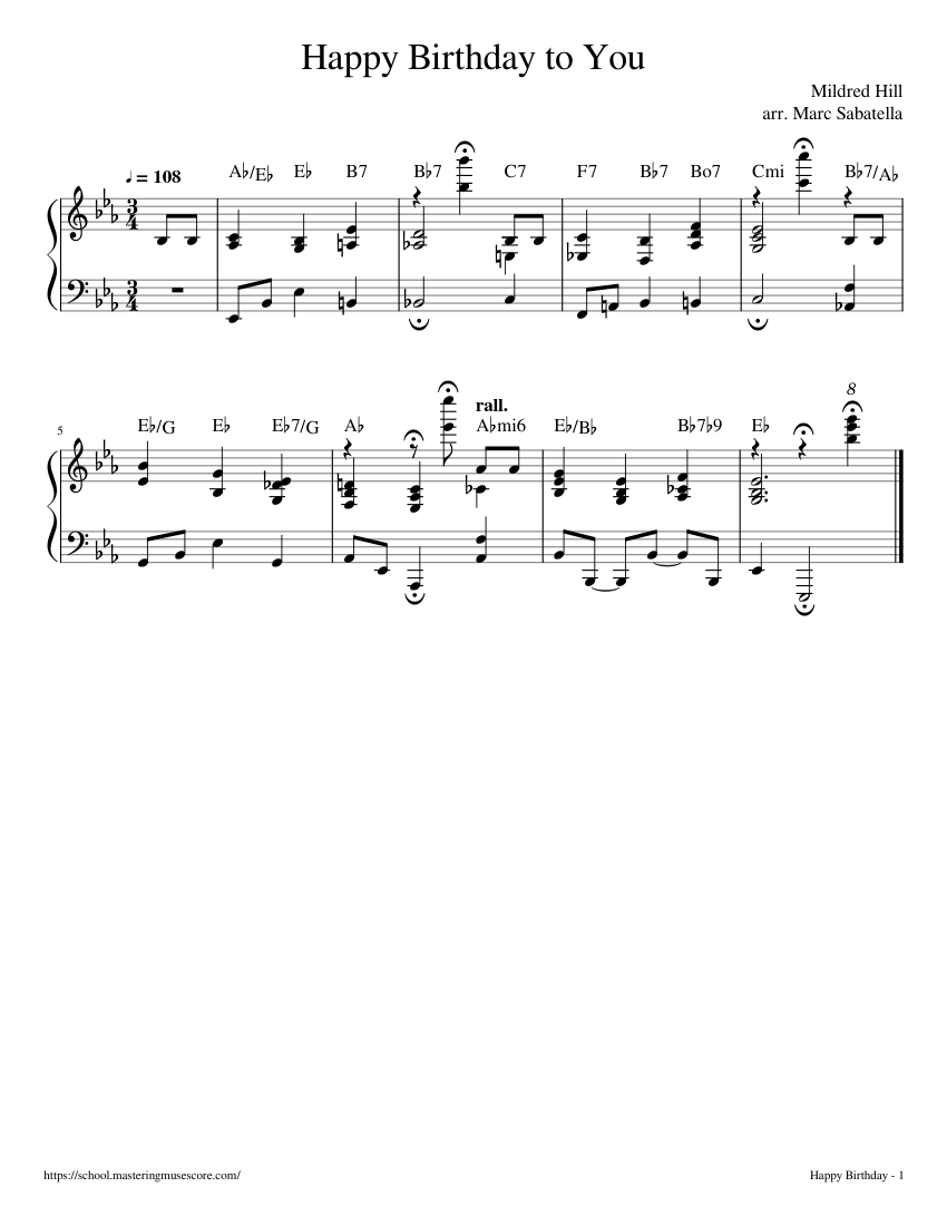 Happy Birthday to You Sheet music for Piano (Solo) | Musescore.com