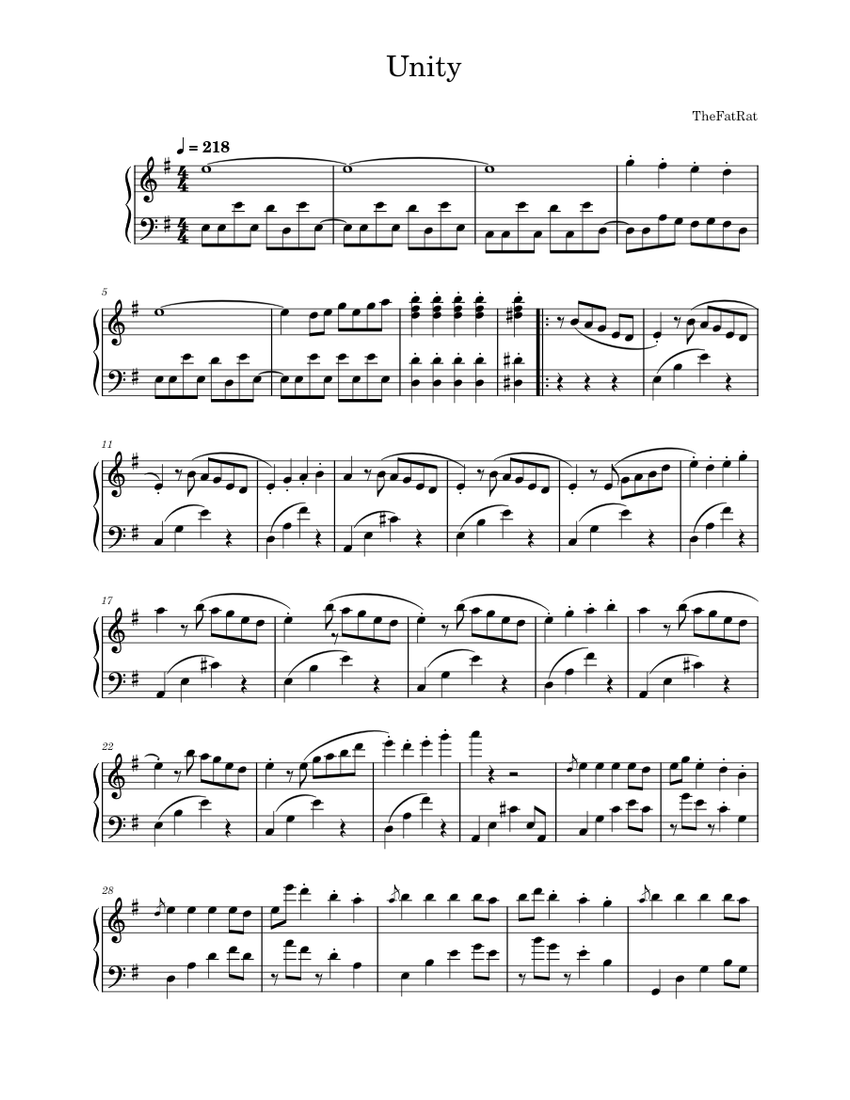 Unity統一鋼琴版 Sheet music for Piano (Solo) | Musescore.com