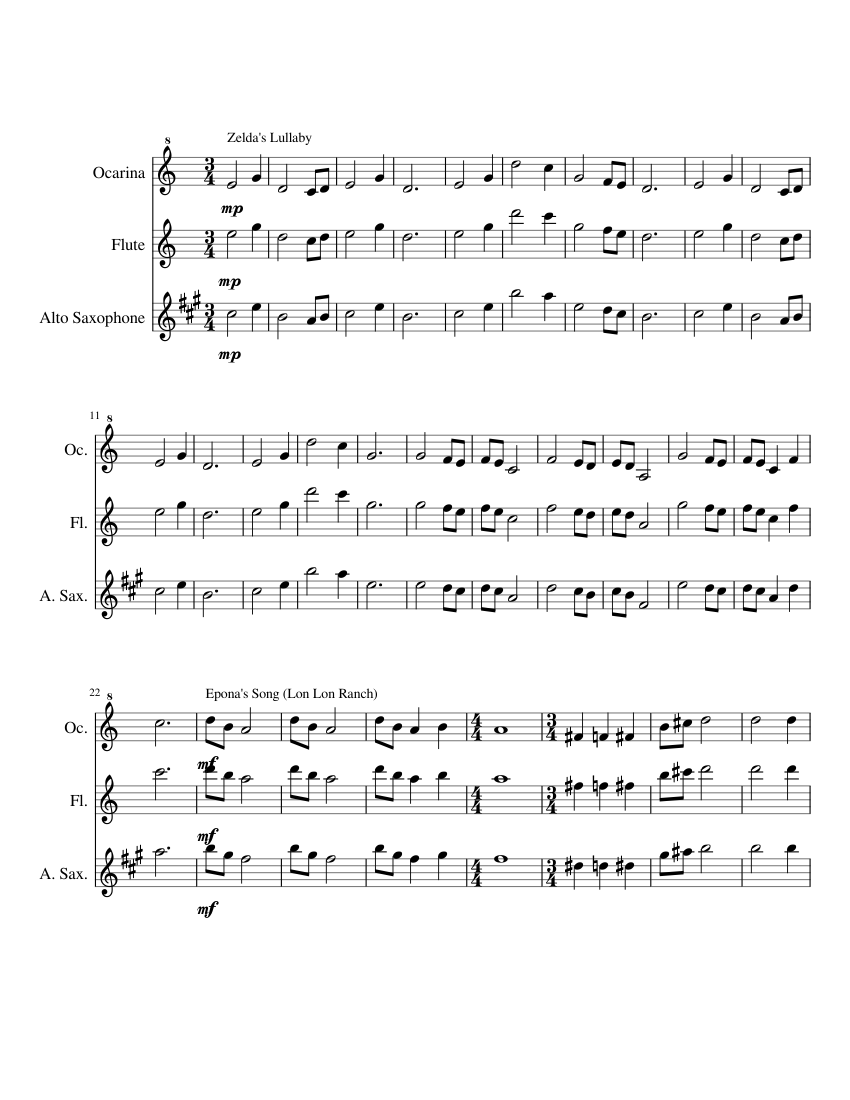 Legend of Zelda Ocarina of Time Medly (sort of ...) Sheet music for ...