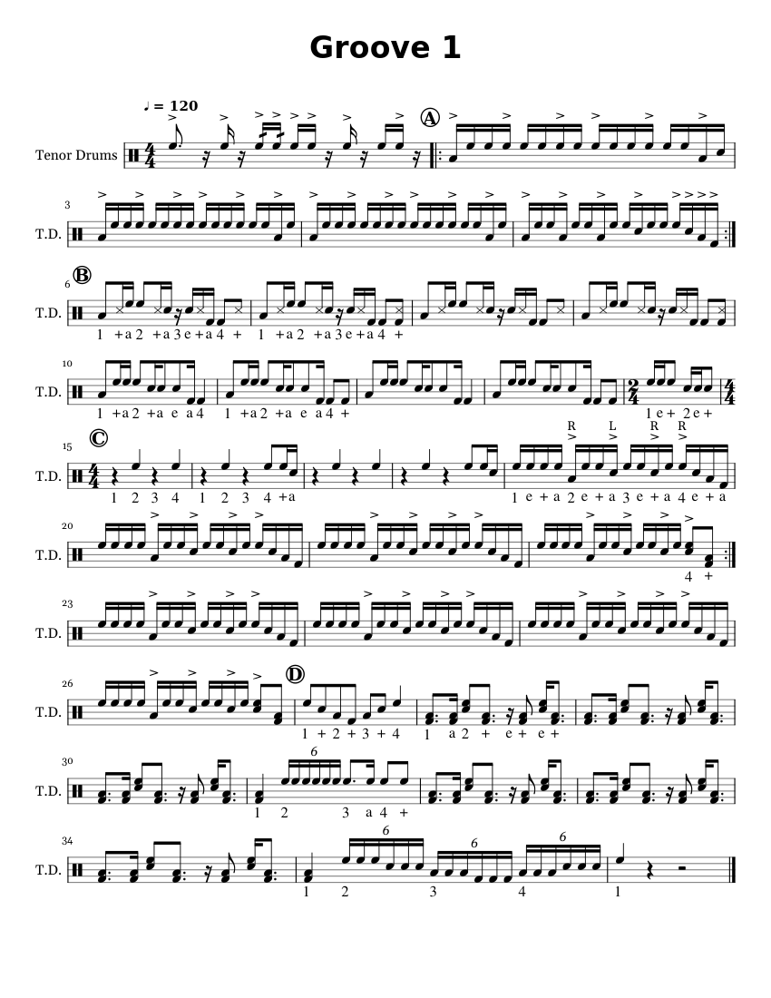 CDA Groove 1 Tenor Sheet music for Tenor drum (Solo) | Musescore.com