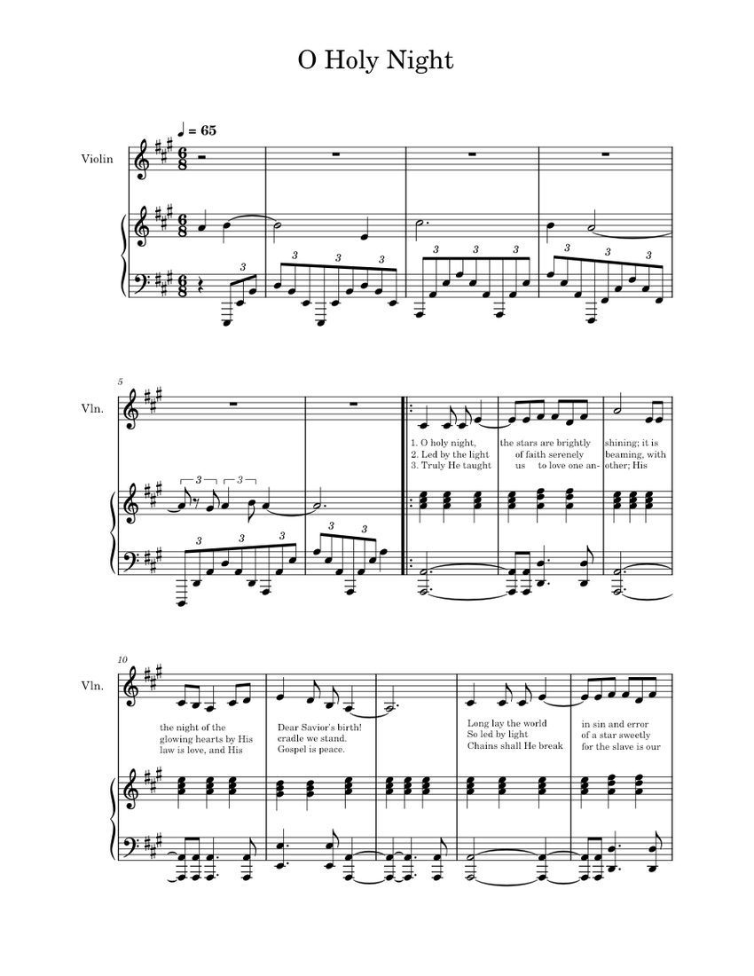 O Holy Night Sheet music for Piano, Violin (Solo) | Musescore.com