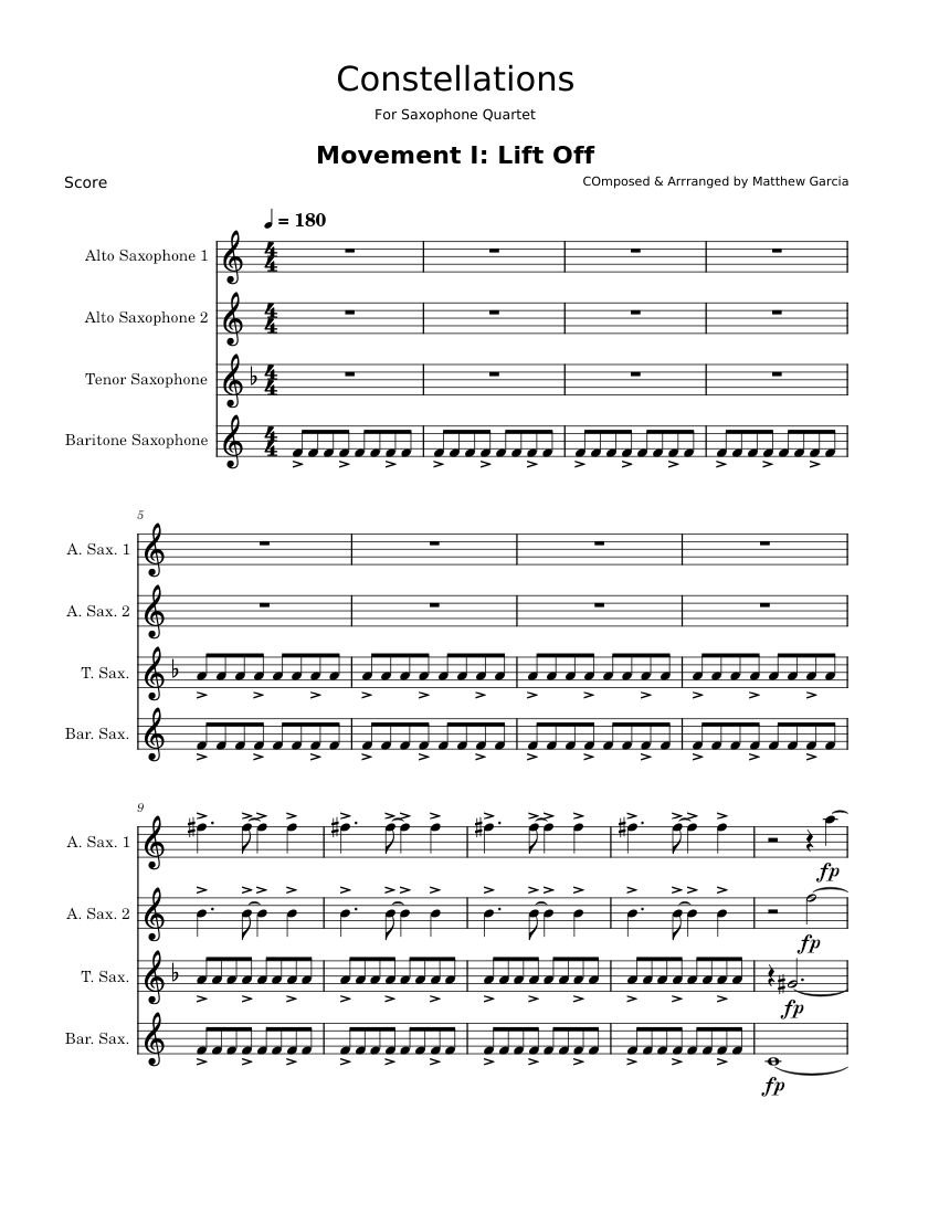Constellations Movement I: Lift Off Sheet music for Saxophone alto ...