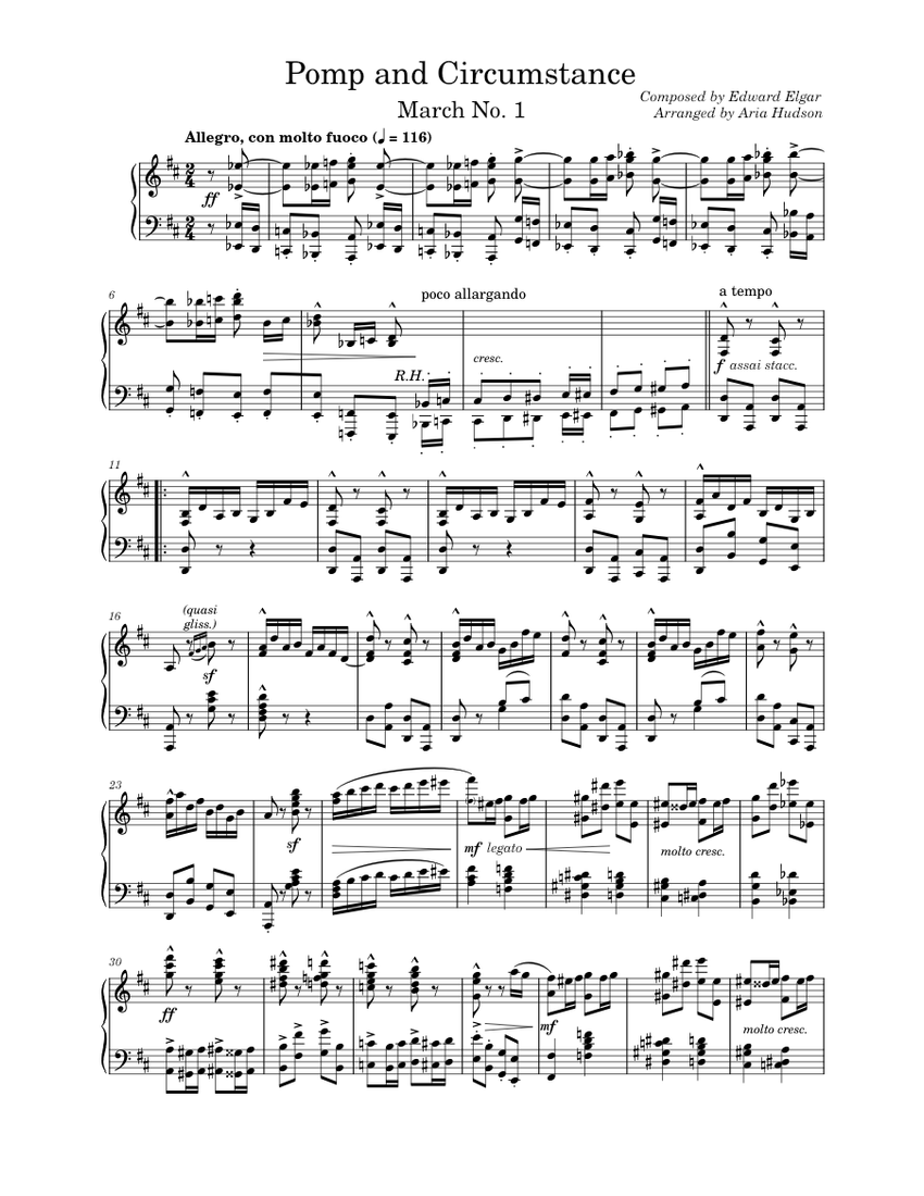 Pomp and Circumstance - Edward Elgar Sheet music for Piano (Solo ...