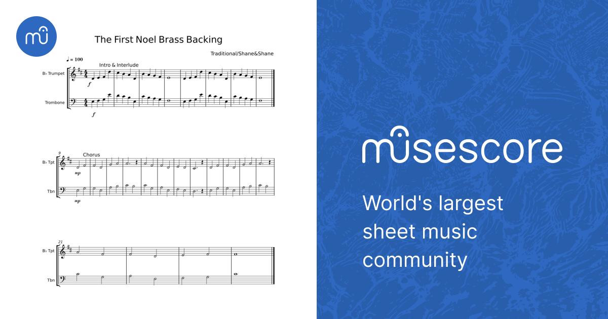 The First Noel Brass Backing - Shane & Shane Sheet Music for Trombone ...