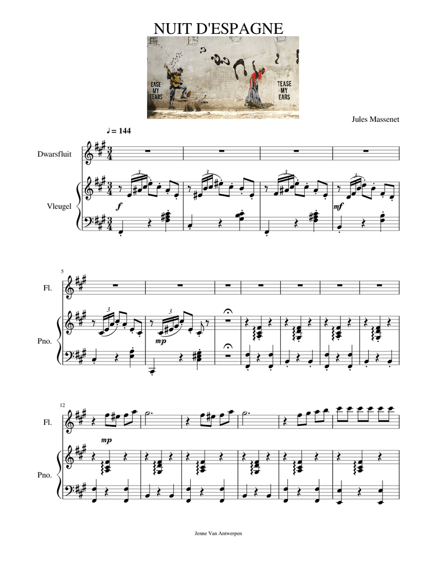 NUIT D'ESPAGNE Sheet music for Piano, Flute (Solo) | Musescore.com