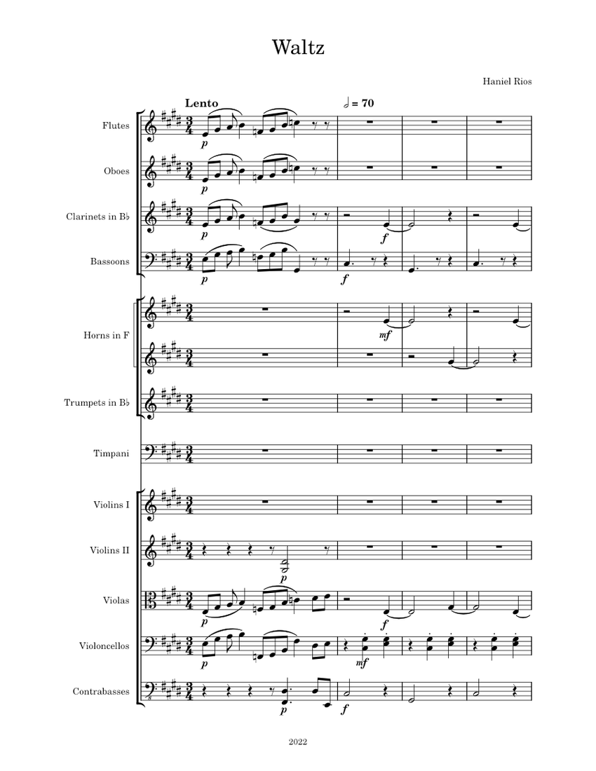Waltz No. 1 C# minor - Haniel Ríos Sheet music for Flute, Oboe ...