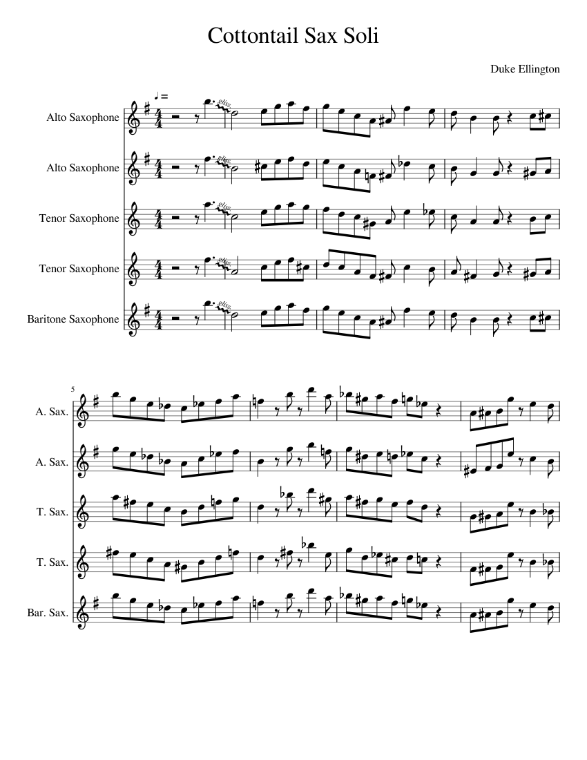 Cottontail_Sax_Soli Sheet music for Saxophone alto, Saxophone tenor ...