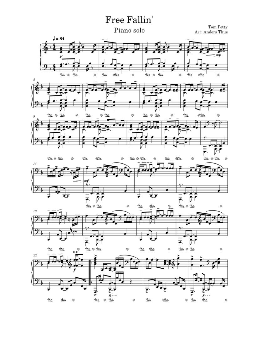Free Fallin' Sheet Music for Piano (Solo) | MuseScore.com