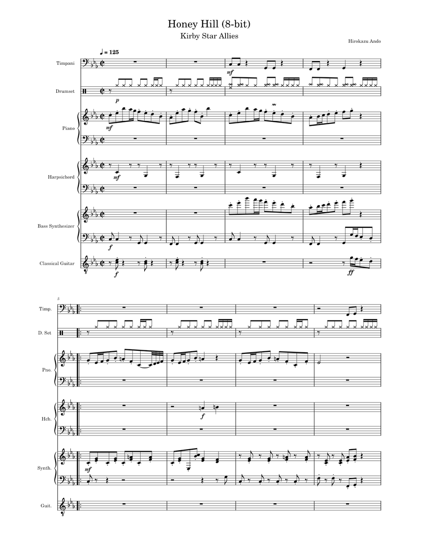 Honey Hill – Hirokazu Ando (8-bit) Sheet Music for Piano, Harpsichord ...