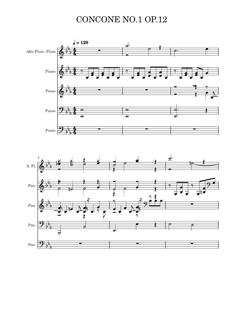 CONCONE 1 OP.12 Sheet music for Piano, Flute alto (Mixed Quintet ...