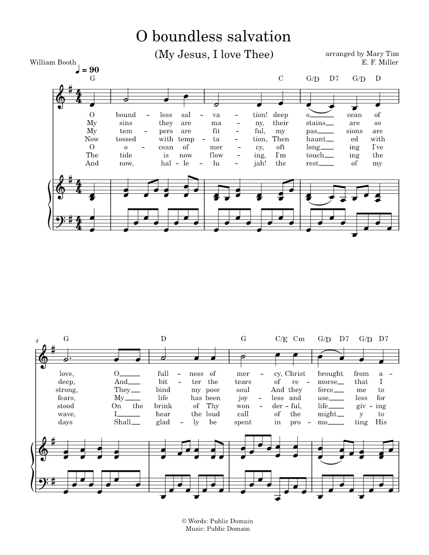 O boundless salvation – William Booth Sheet Music for Piano, Vocals ...