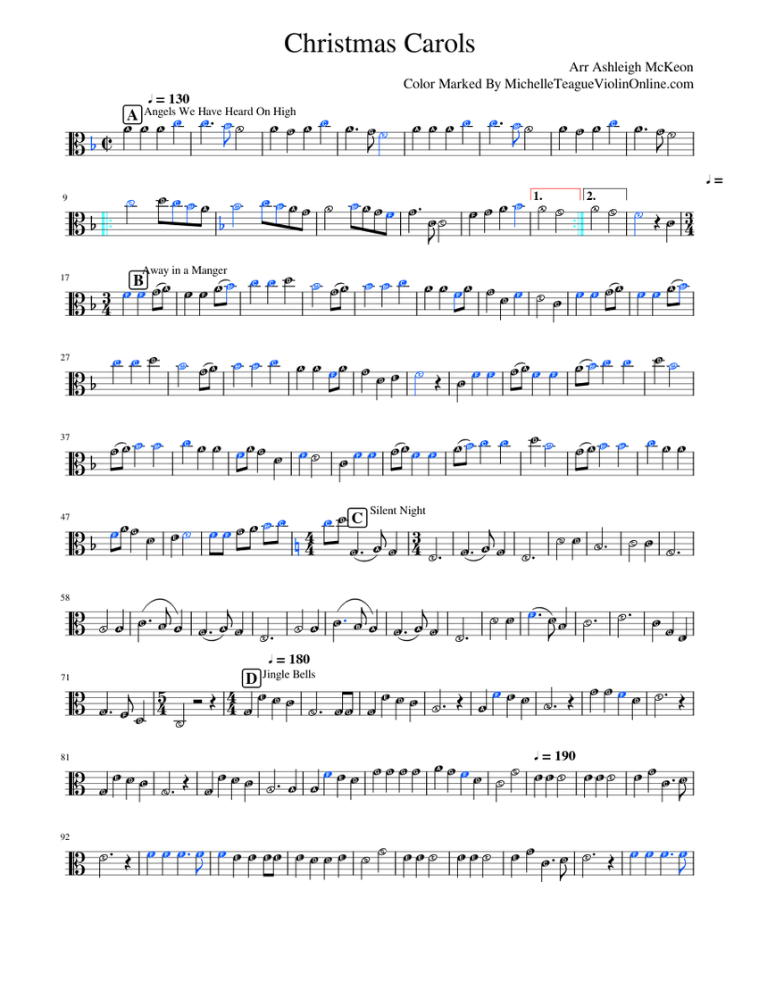 Christmas_Carols viola easy Sheet music for Viola (Solo) | Musescore.com