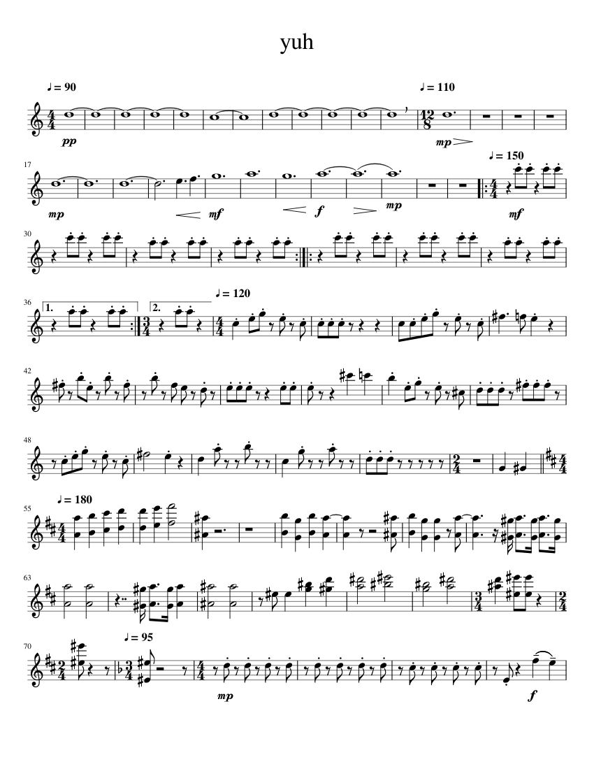 yuh Sheet music for Saxophone alto (Solo) | Musescore.com