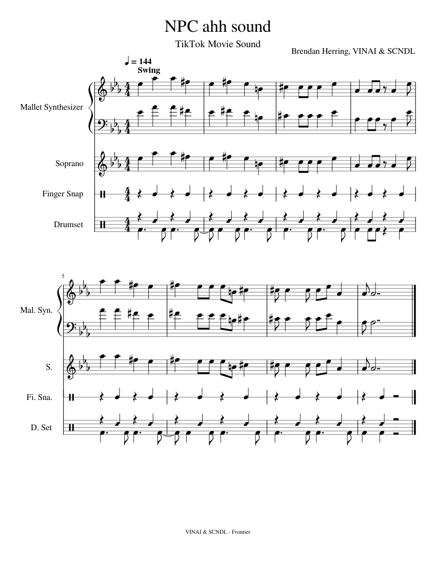 NPC ahh Movie Sound : Frontier -VINAI & SCNDL Sheet Music for Soprano ...