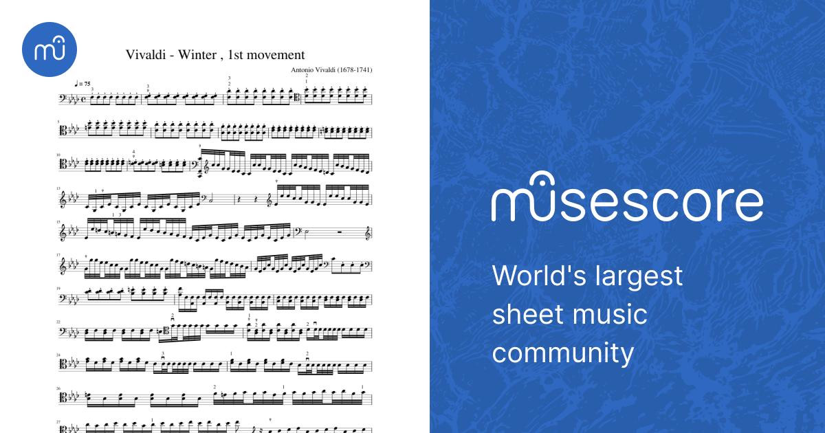 Vivaldi - WInter for Cello Solo Sheet Music for Cello (Solo ...