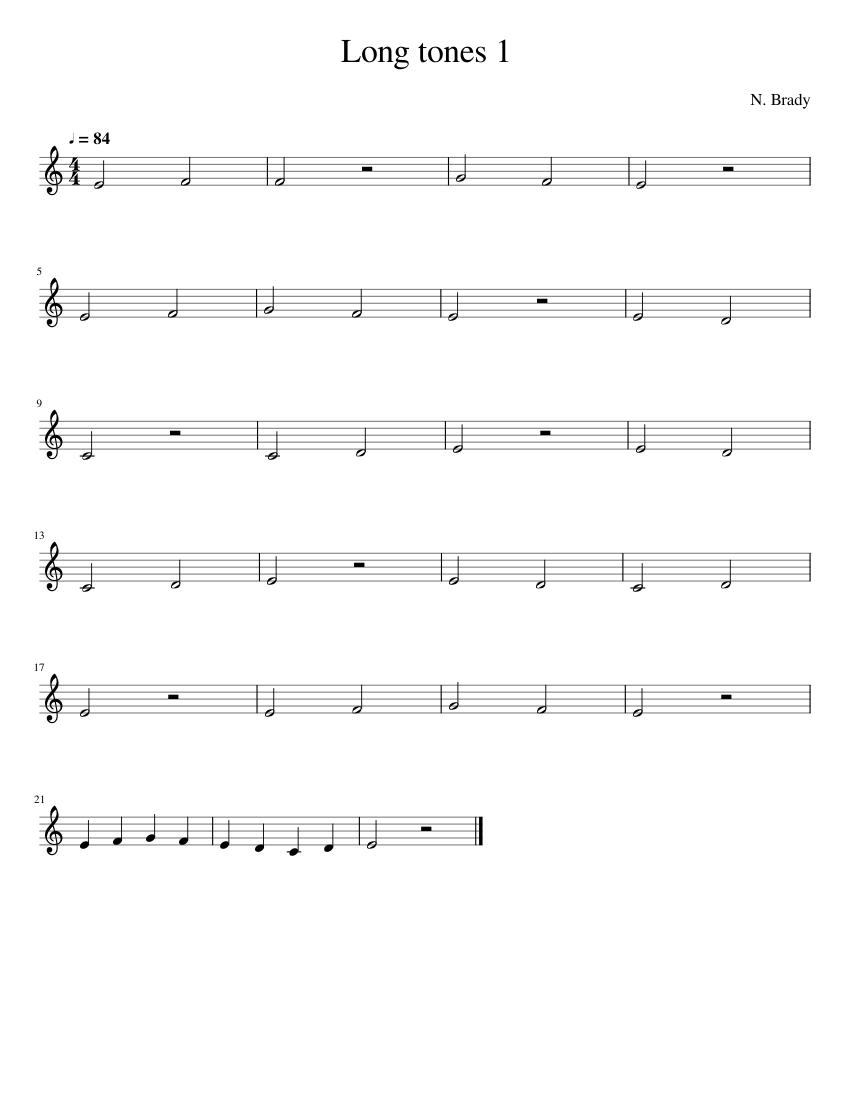 long tones 1 Sheet music for Piano (Solo) Easy | Musescore.com