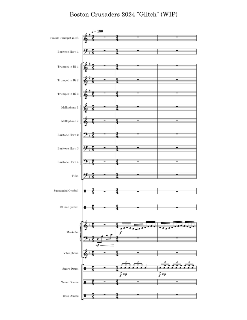 Boston Crusaders 2024 "Glitch" (ALL BRASS/BATTERY) Sheet Music for Tuba ...