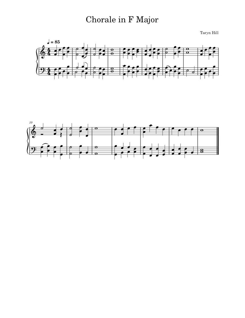 Chorale in F Major FIN Sheet music for Piano (SATB) | Musescore.com