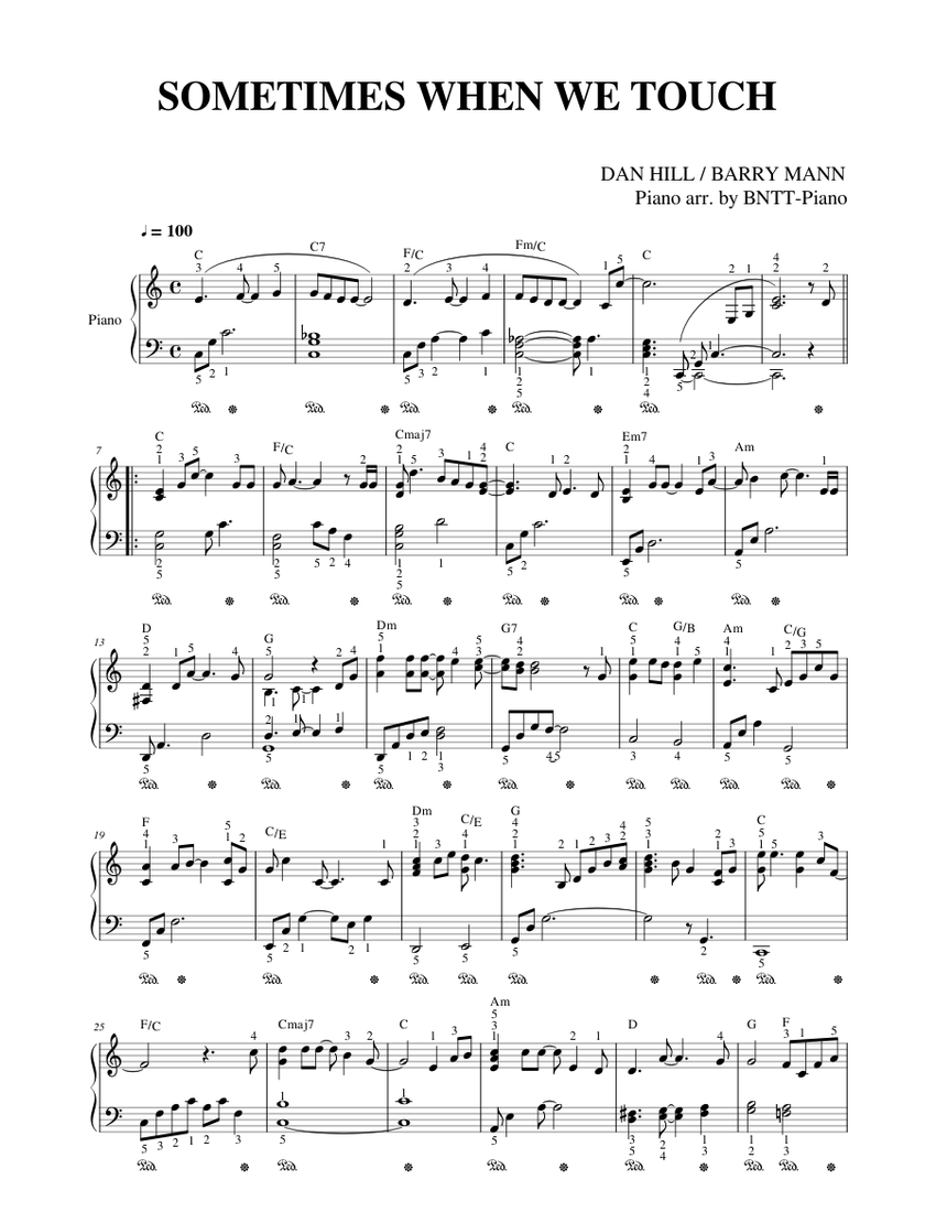 SOMETIMES_WHEN_WE_TOUCH Sheet music for Piano (Solo) | Musescore.com