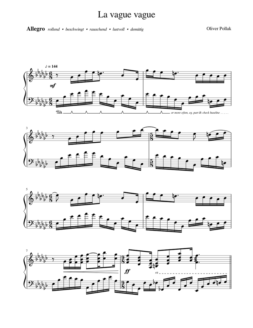 La vague vague Sheet music for Piano (Solo) | Musescore.com