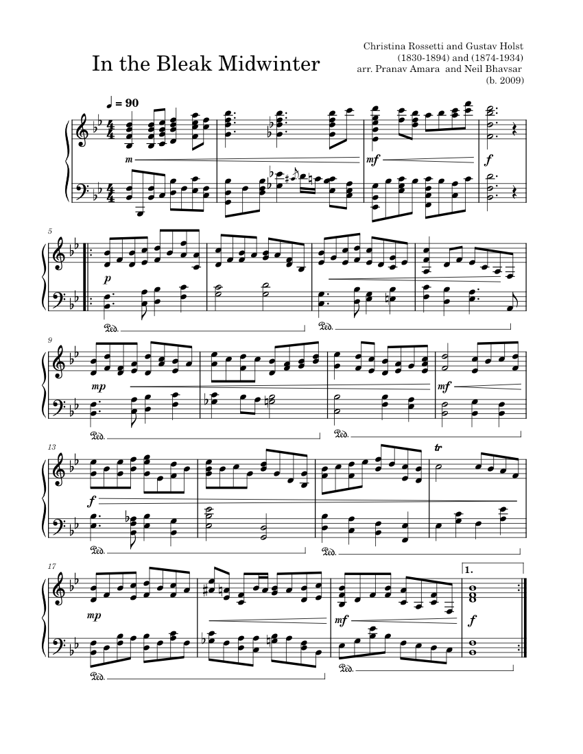 In the bleak midwinter – Gustav Holst Piano Duo Sheet music for Piano ...