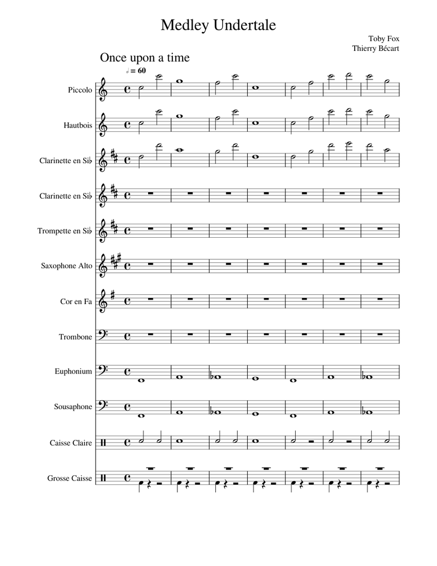 Medley Undertale Sheet music for Trombone, Euphonium, Flute piccolo ...