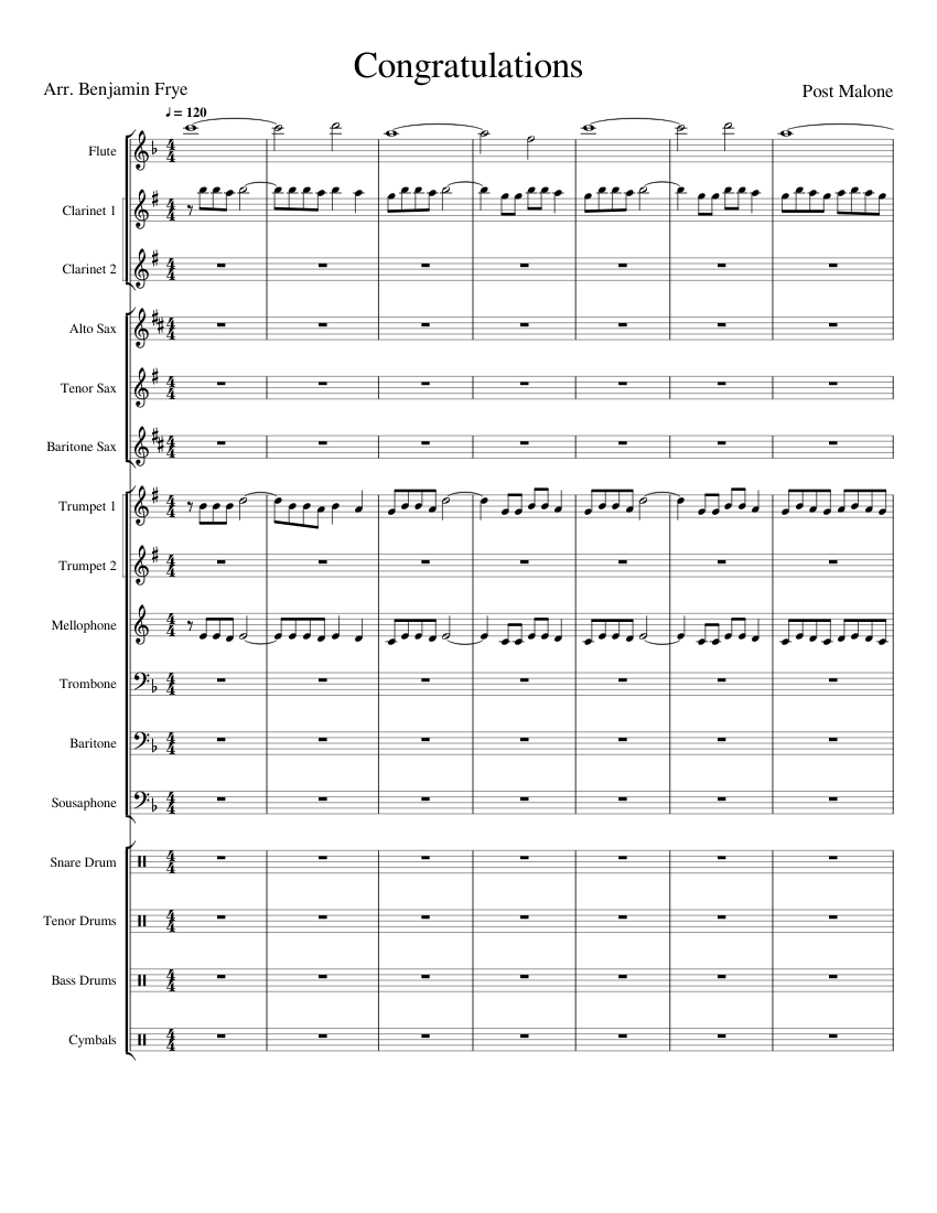 Congratulations by Post Malone Sheet music for Trombone, Mellophone ...