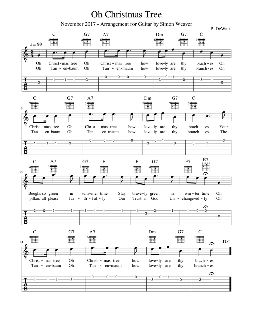 Oh Christmas Tree Sheet music for Guitar (Solo) | Musescore.com