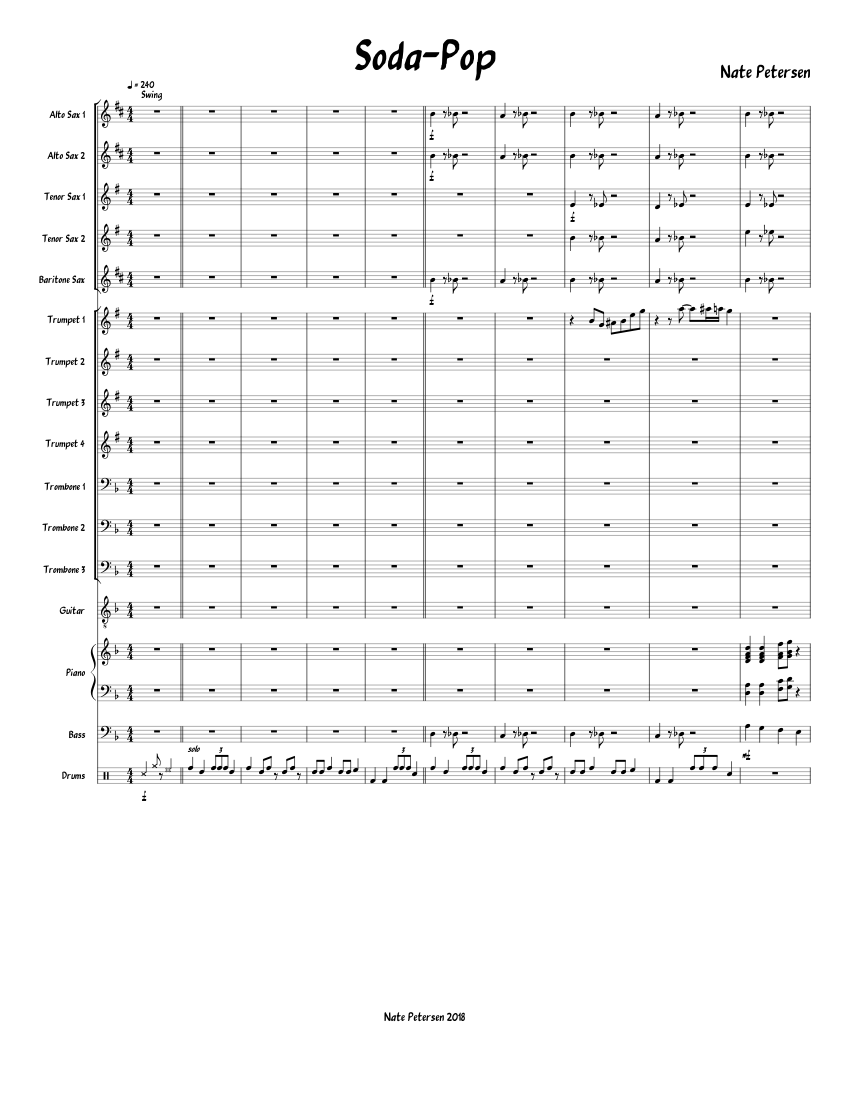 Soda-Pop Sheet Music with Chords for Piano, Trombone, Saxophone alto ...