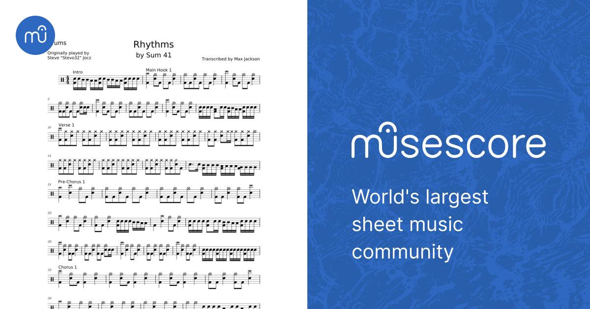 Rhythms – Sum 41 (Drums) Sheet music for Drum group (Solo) | Musescore.com