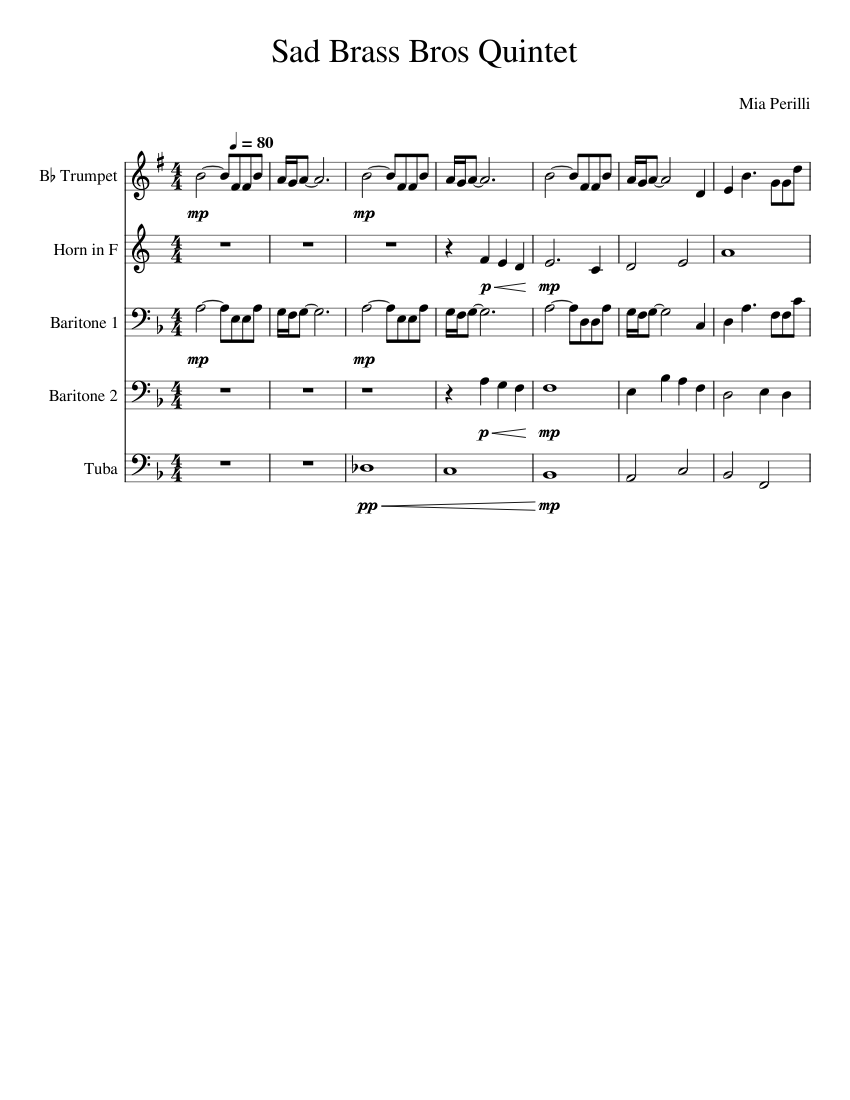 Sad_Brass_Bros_Quintet Sheet music for Trombone, Tuba, Trumpet in b ...