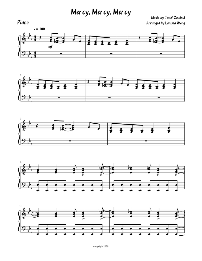 Mercy, Mercy, Mercy Piano Sheet music for Piano (Solo) | Musescore.com
