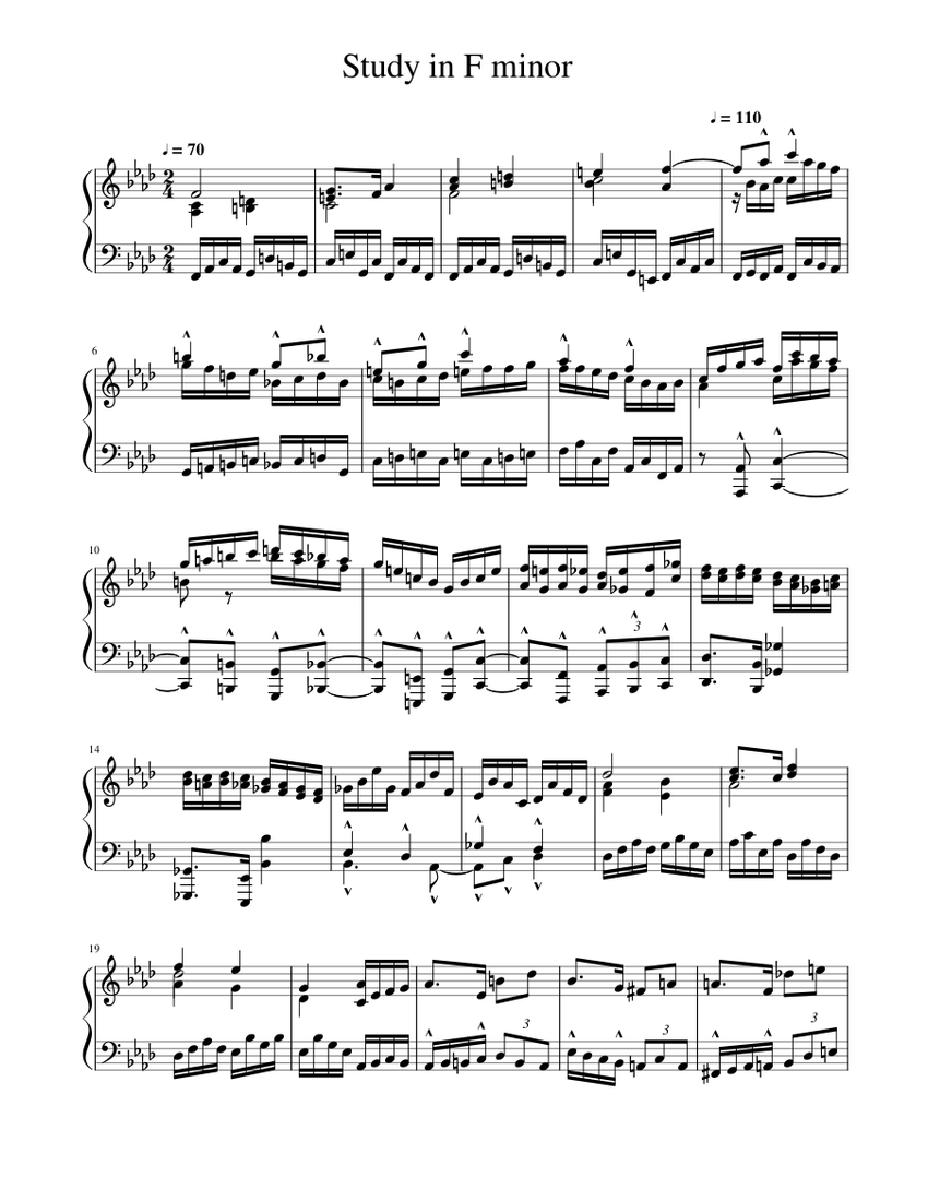 Study in F-minor Sheet music for Piano (Solo) | Musescore.com