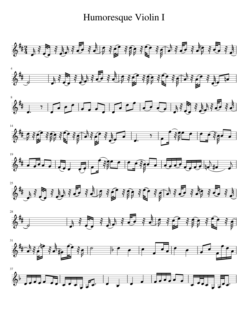 Humoresque Violin I Sheet Music for Violin (Solo) | MuseScore.com