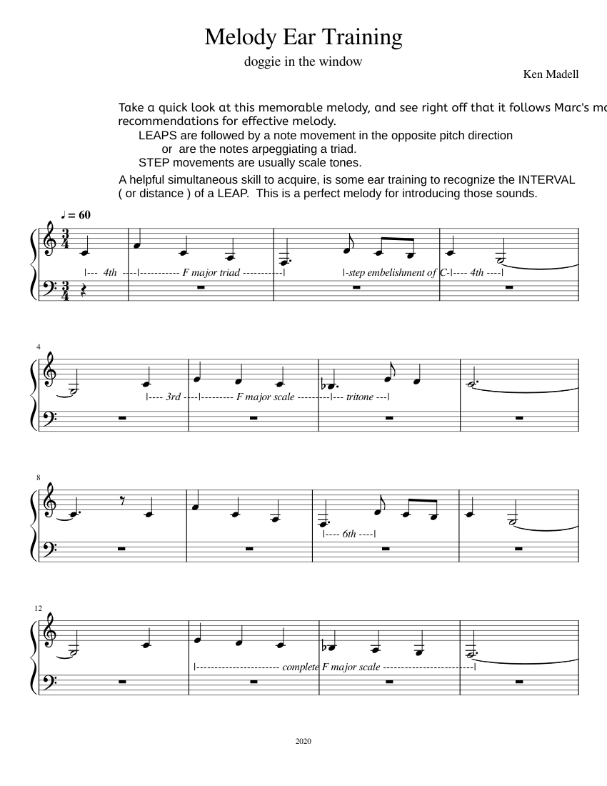 Melody Ear Training Sheet music for Piano (Solo) Easy | Musescore.com