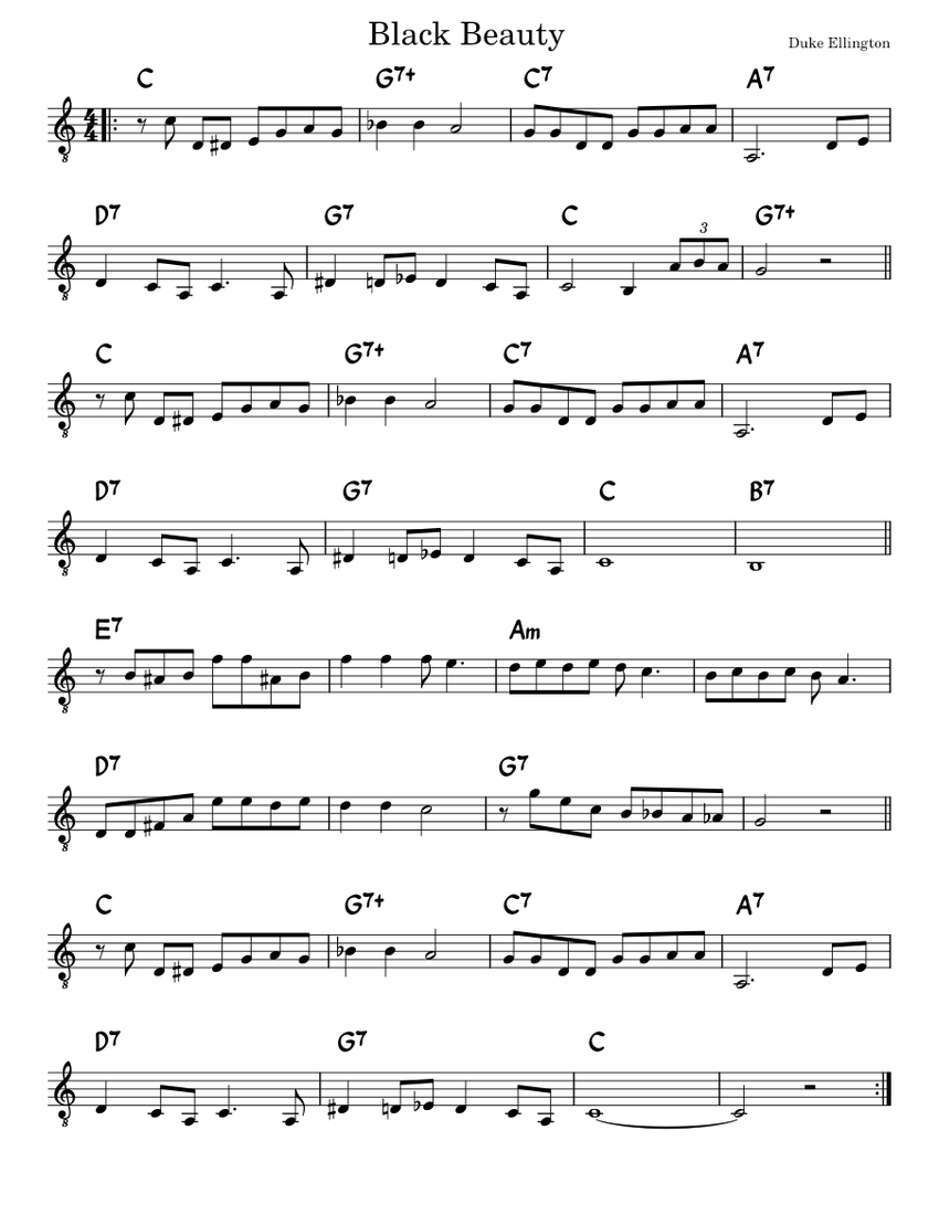 Black Beauty (Lead Sheet) – Duke Ellington Sheet music for Guitar (Solo ...