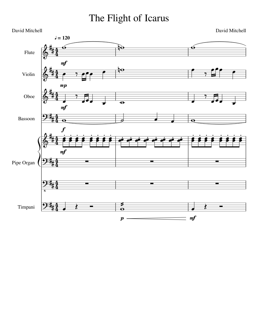 The Flight of Icarus Sheet Music for Organ, Flute, Oboe, Bassoon & more ...