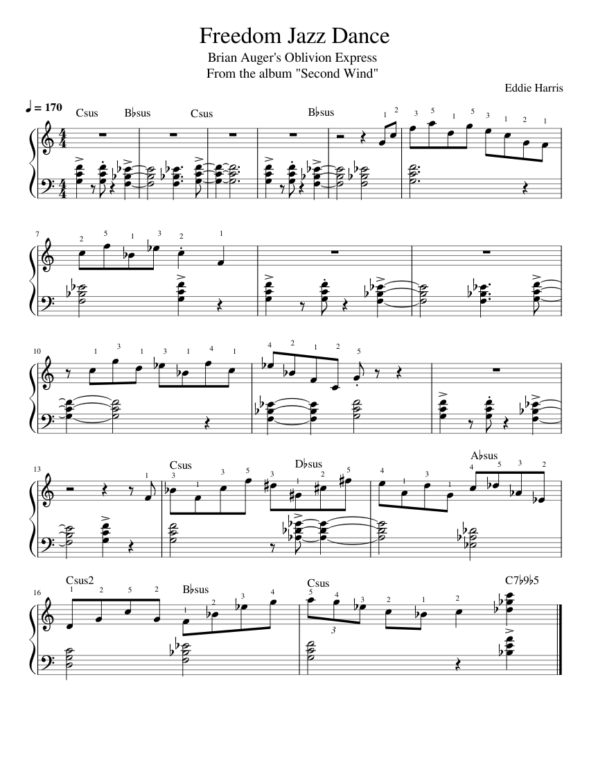 Freedom jazz dance – Eddie Harris Sheet Music with Chords for Piano ...