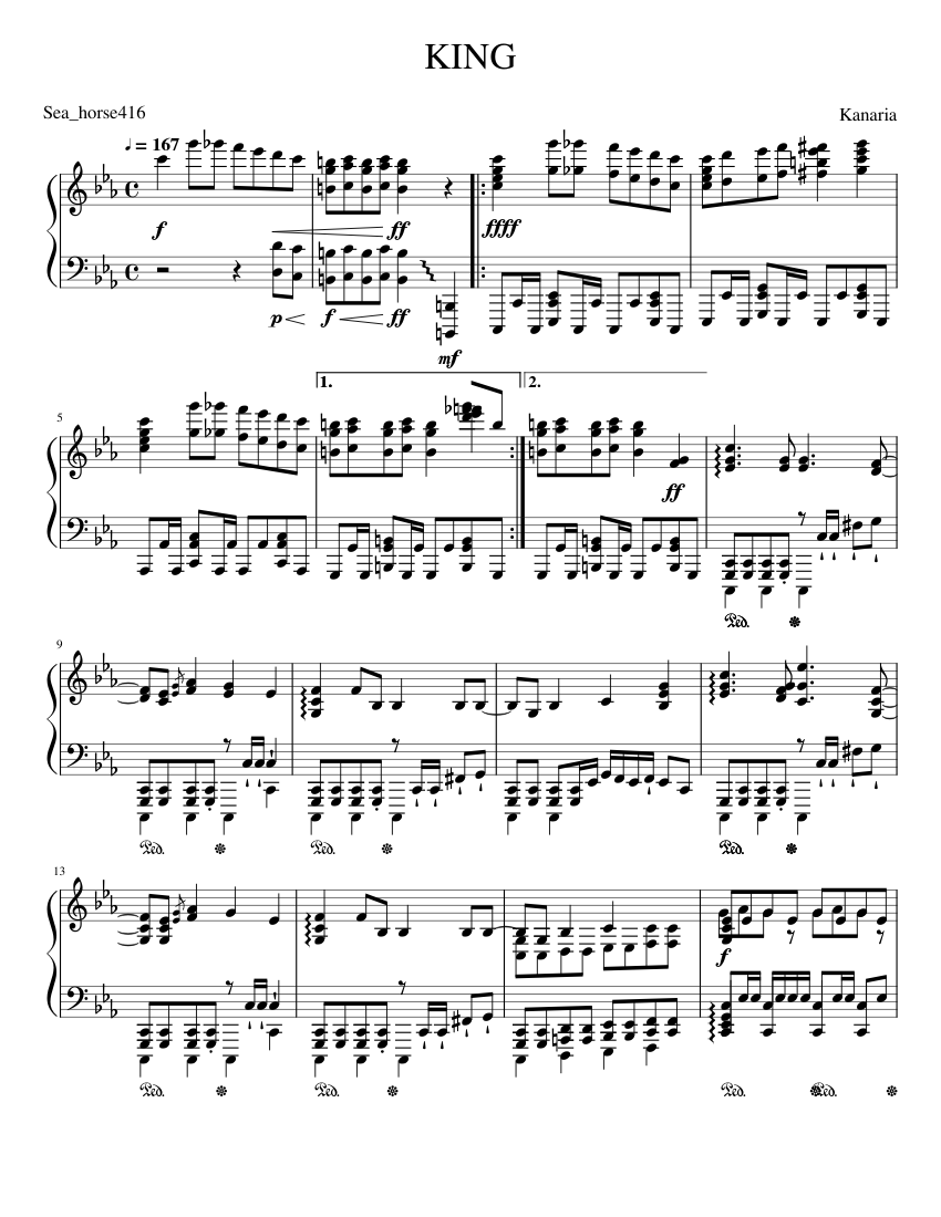 【GUMI】KING【Kanaria】 Sheet Music for Piano (Solo) | MuseScore.com
