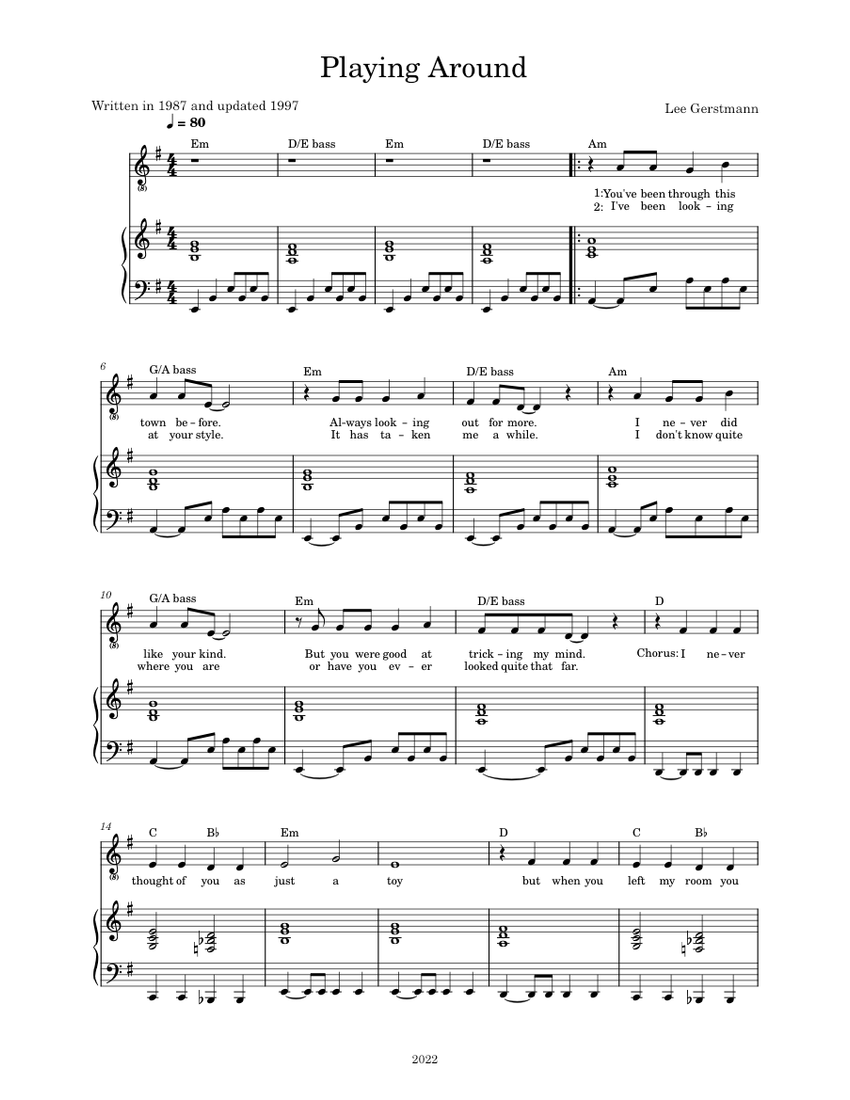 Playing Around Sheet music for Piano, Vocals (Piano-Voice) | Musescore.com