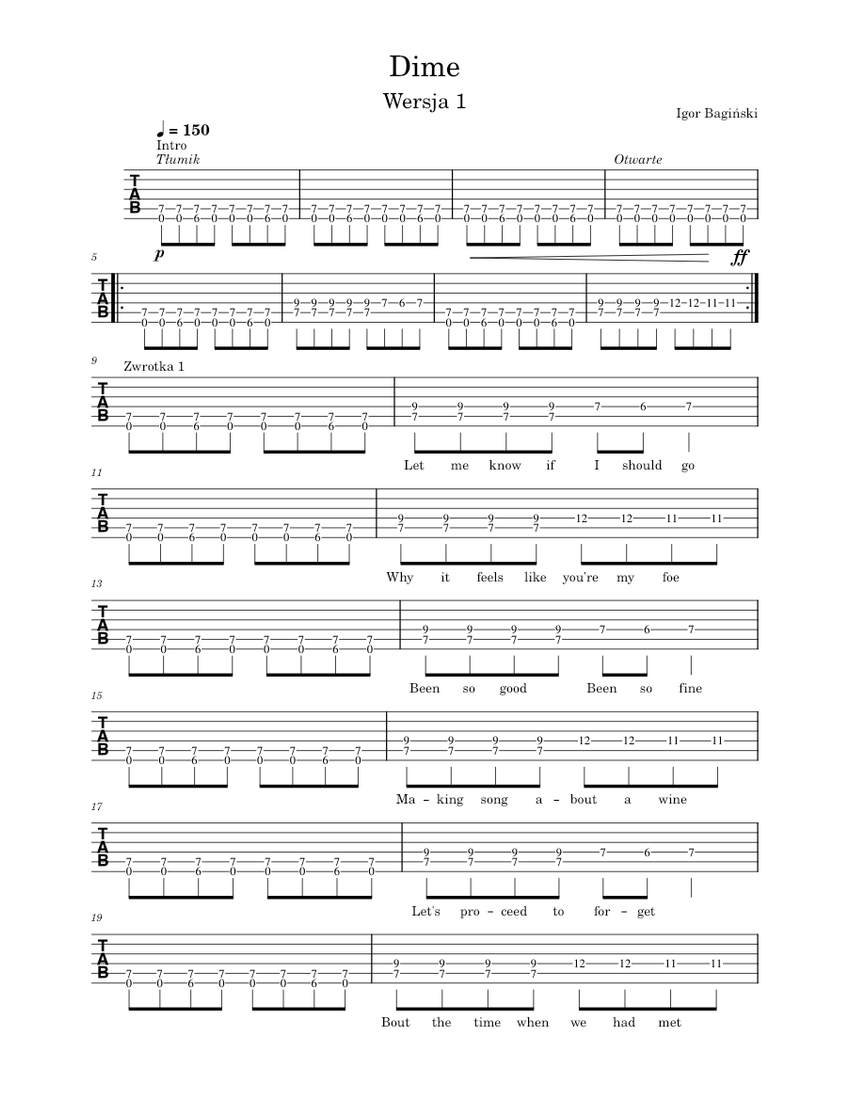 Dime Sheet music for Guitar (Solo) | Musescore.com